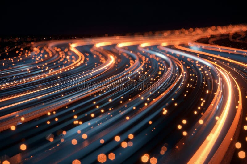 Streaks of Light Flowing in a Curved Pattern, Abstract Background with ...