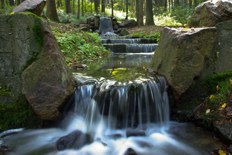 Stream in the autumn park stock photo. Image of reflection - 48984966