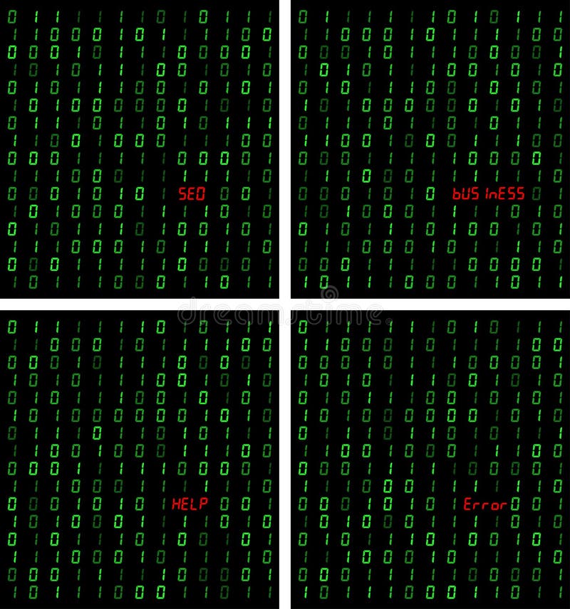 Stream Of Binary Code Computer 01 Background Design Digits On Screen Stock Vector