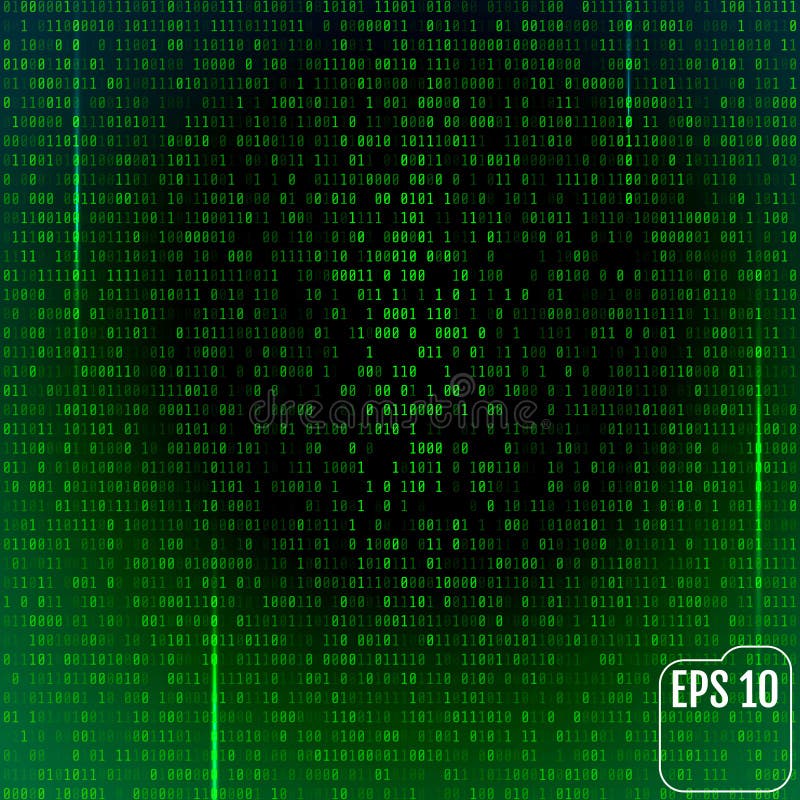 Binary Code Green Neon Glow Matrix. Vector Stock Vector - Illustration of program, coding: 90066208