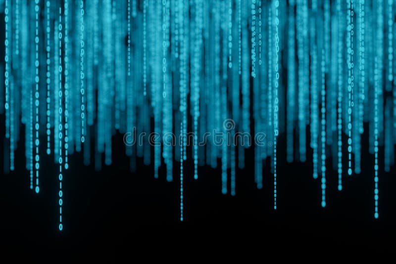 Stream of Binary Matrix Code Numbers on the Screen 3d Rendering Stock ...