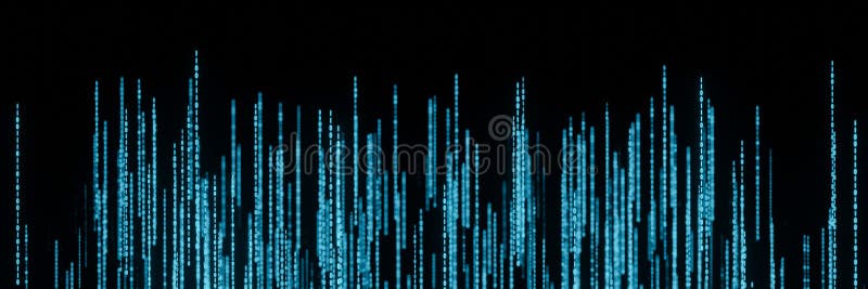 Stream of Binary Matrix Code Numbers on the Screen Panorama 3d Rendering Stock Illustration ...