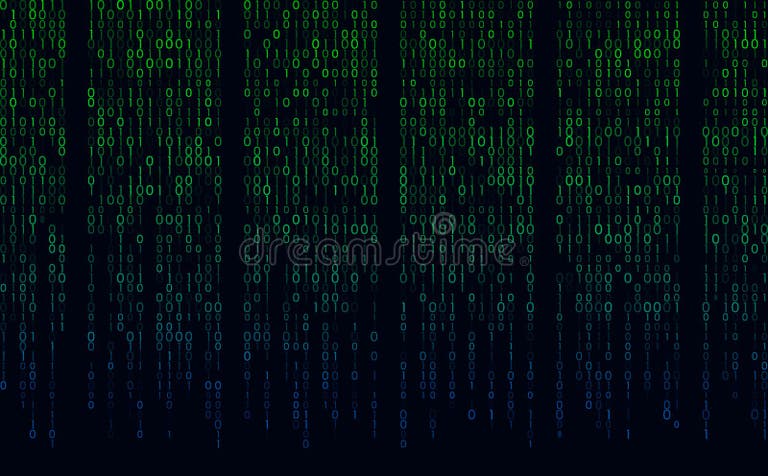 Stream Binary Matrix Code on Screen. Computer Matrix Numbers Stock ...