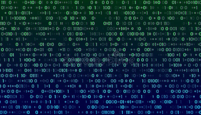 A Stream Of Binary Matrix Code On The Screen Numbers Of The Computer