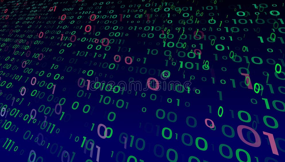 A Stream of Binary Matrix Code on the Screen. Numbers of the Computer Matrix Stock Vector ...