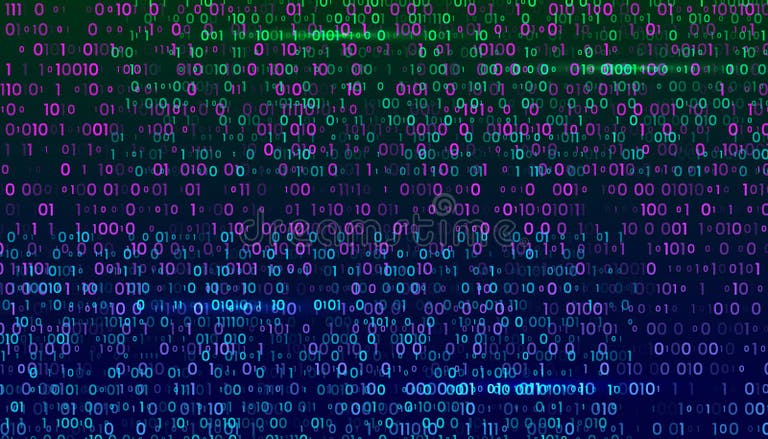 A Stream of Binary Matrix Code on the Screen. Numbers of the Computer Matrix Stock Vector ...