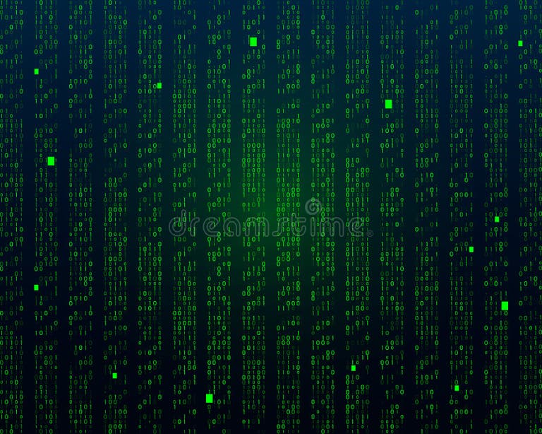 A Stream of Binary Matrix Code on the Screen. Numbers of the Computer ...
