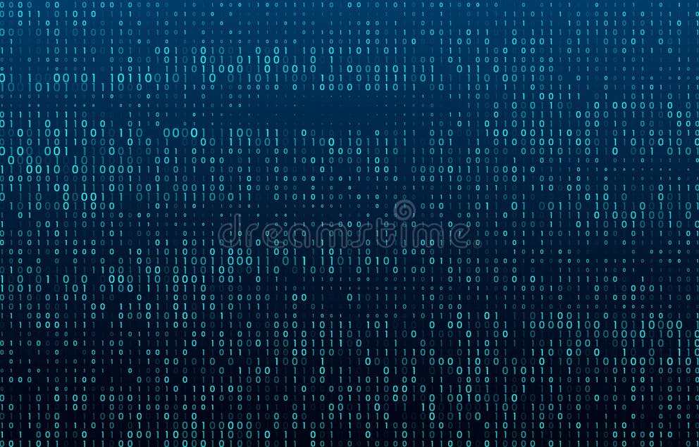 A Stream of Binary Matrix Code on the Screen. Numbers of the Computer ...