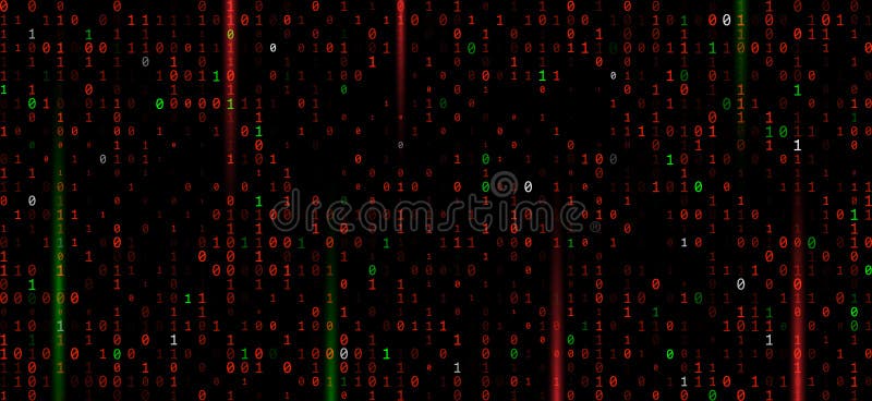 A Stream of Binary Matrix Code on the Screen. Numbers of the Computer ...