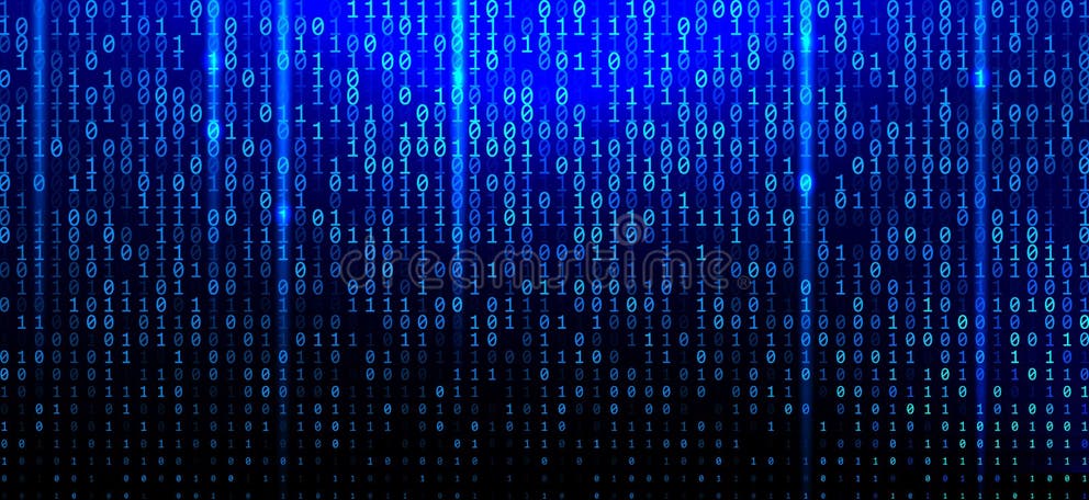 A Stream of Binary Matrix Code on the Screen. Numbers of the Computer ...