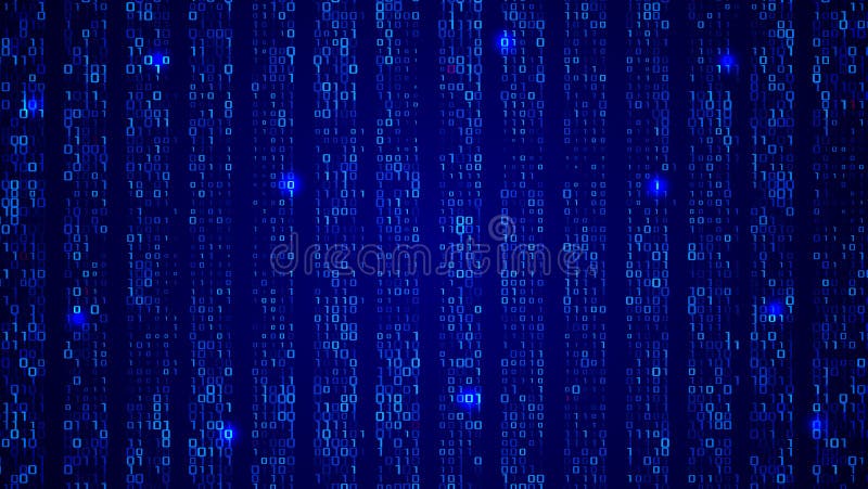 A Stream Of Binary Matrix Code On The Screen Numbers Of The Computer 9067