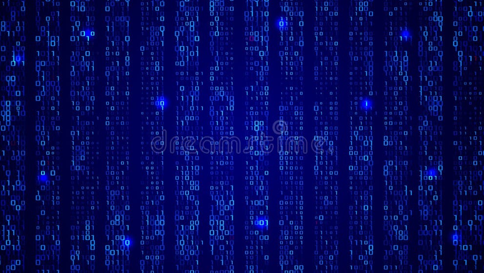 A Stream of Binary Matrix Code on the Screen. Numbers of the Computer ...
