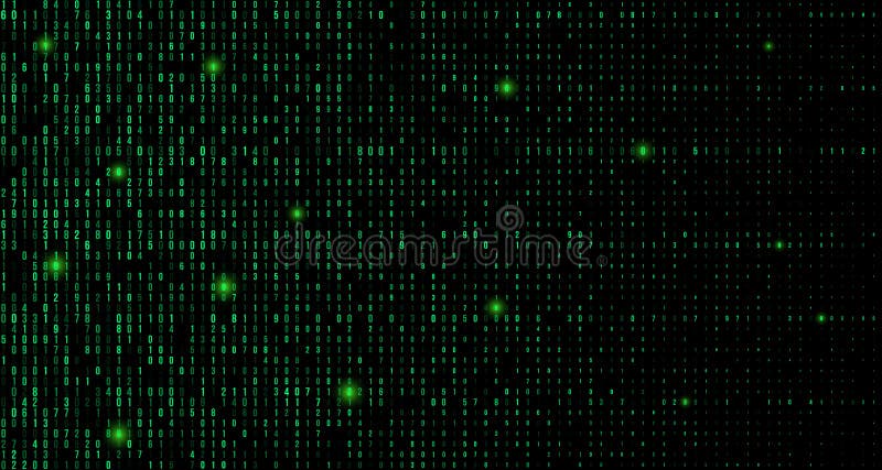 A Stream of Binary Matrix Code on the Screen. Numbers of the Computer Matrix Stock Vector ...