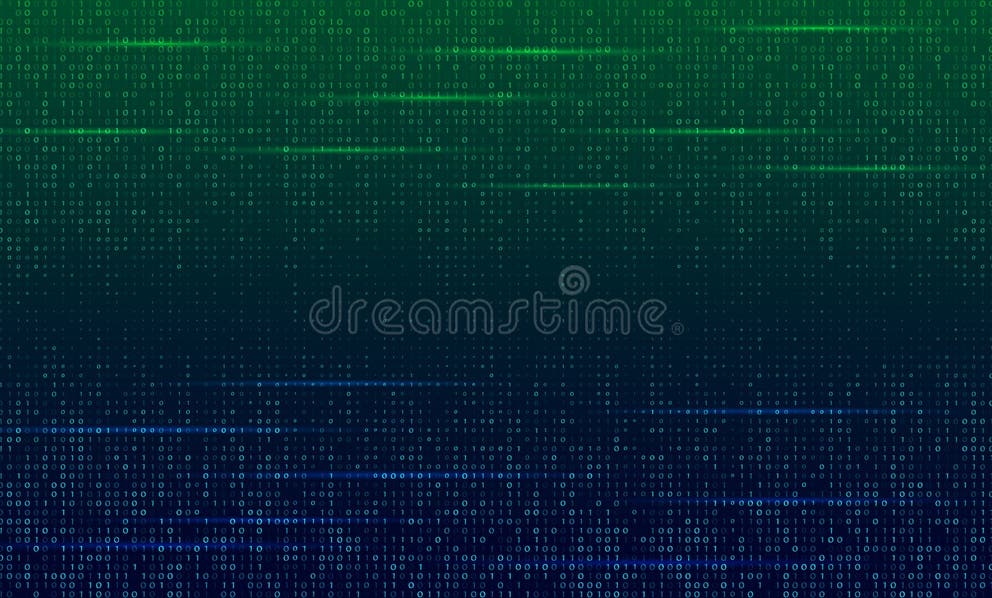 A Stream of Binary Matrix Code on the Screen. Numbers of the Computer ...