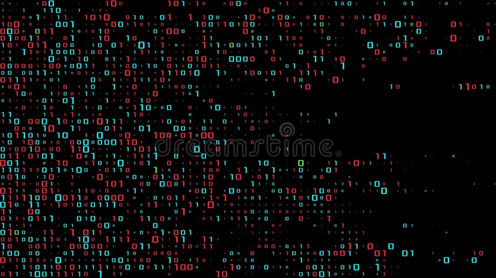 A Stream of Binary Matrix Code on the Screen. Numbers of the Computer ...