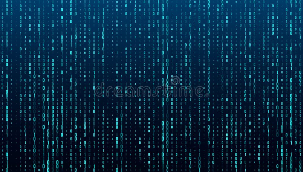 A Stream of Binary Matrix Code on the Screen. Numbers of the Computer ...