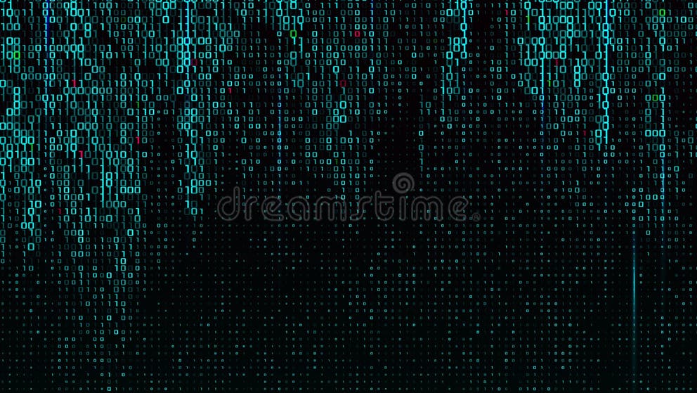 A Stream of Binary Matrix Code on the Screen. Numbers of the Computer ...