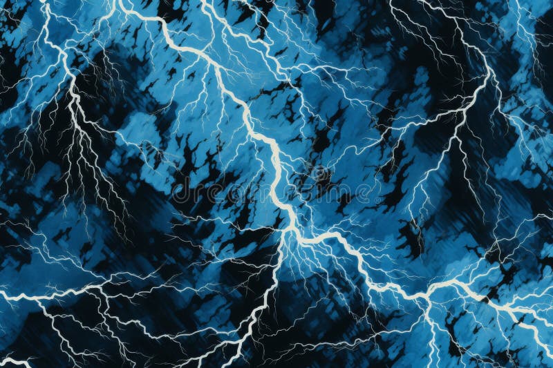 Stream of Blue Lightning Strikes, Comic Book Pattern. Generative AI ...