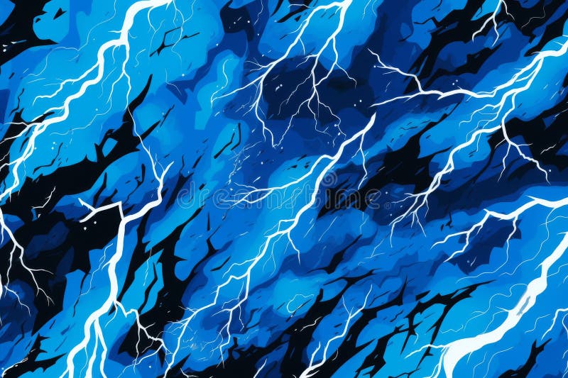 Stream of Blue Lightning Strikes, Comic Book Pattern. Generative AI ...