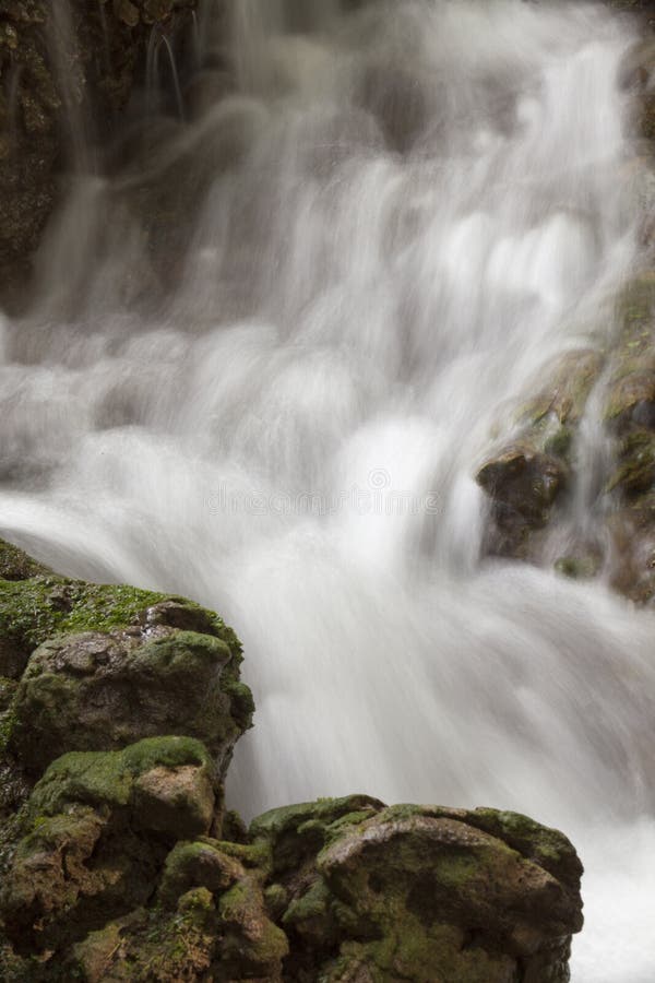 Stream Blurred Water in Small Waterfall Stock Photo - Image of liquid ...