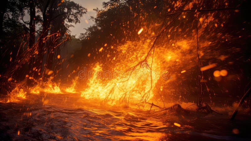 Stream burst of fire stock illustration. Illustration of dramatic ...