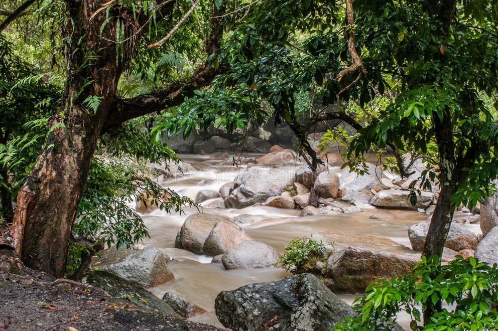 Stream of Chamang Fall stock image. Image of bentong - 27343299