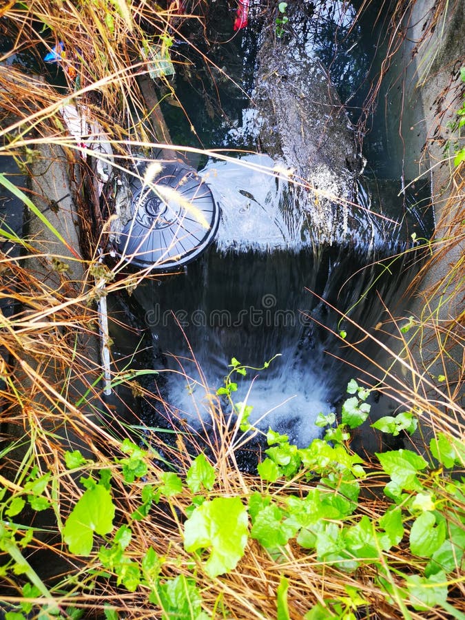 Stream of Channel Flowing Water for the Drainage System. Stock Photo ...