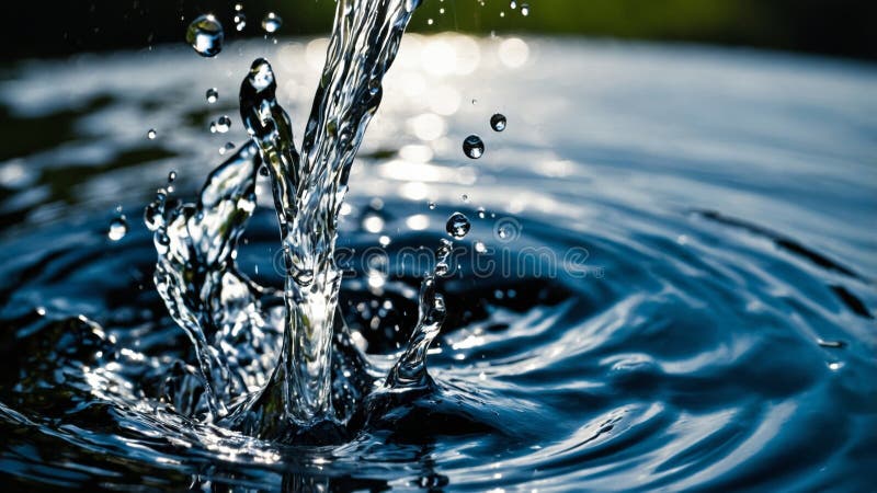 Stream of Clean Water Falling and Splashing, Creating Ripples Stock ...