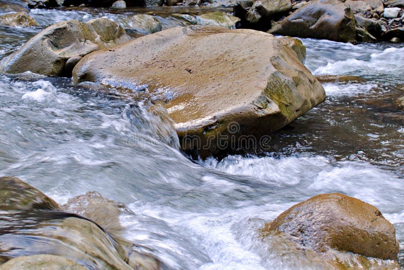 Stream of Clean Water of Mountain River Stock Photo - Image of blue ...