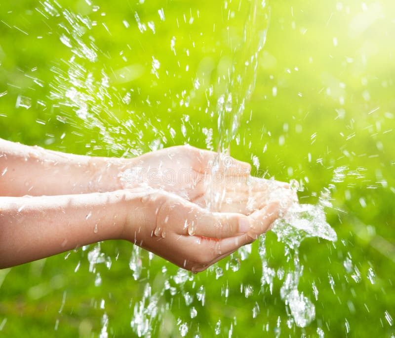 Stream of Clean Water Pouring into Children S Hands Stock Image - Image ...