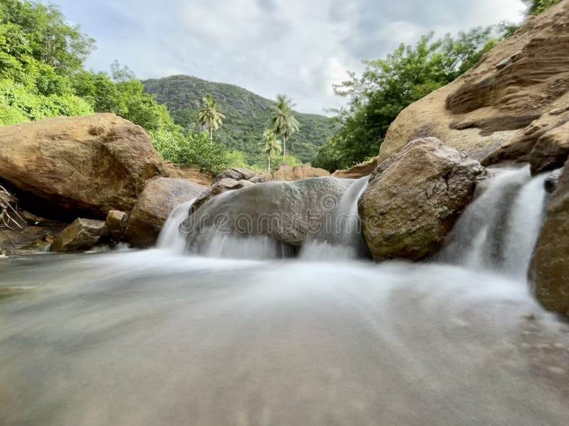 A Small Stream Coming Out from a Couple of Rocks in Kanyakumari India ...