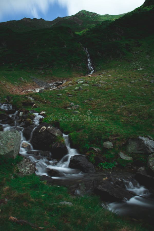 Stream Creek Falling Down the Mountain Stock Image - Image of mossy ...