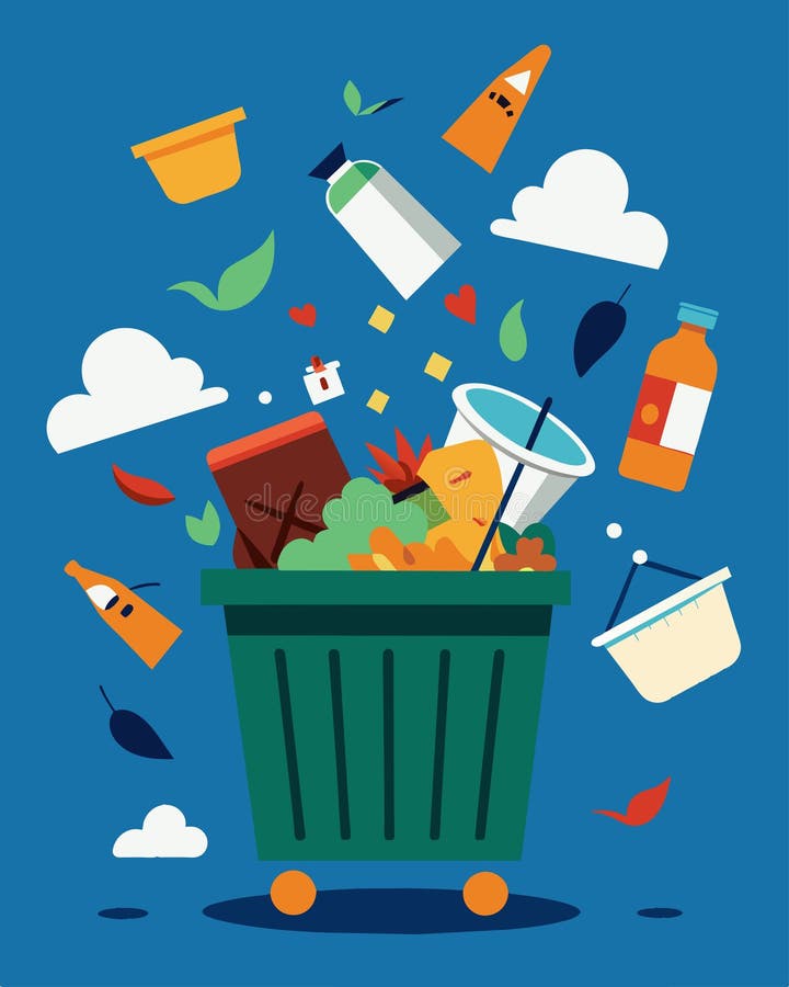 A Stream of Discarded Unneeded Goods Being Tossed into a Large Dumpster ...