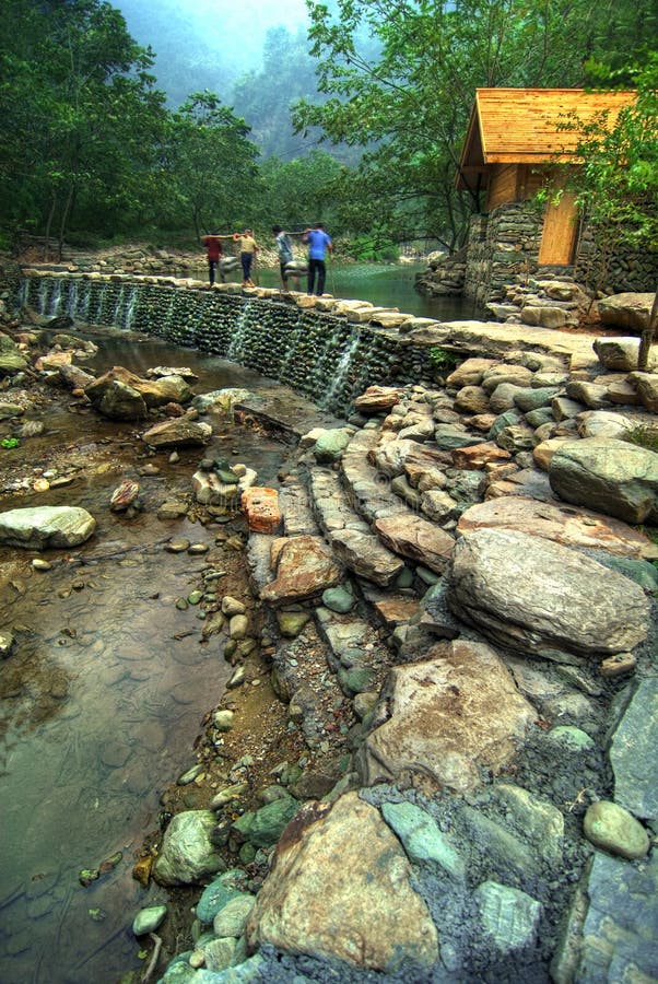 Stream embankment stock image. Image of tourist, building - 4489745