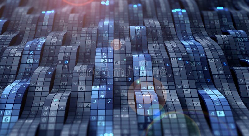 Stream of Encoded Information. Secure Cipher, Computer Code Stock ...