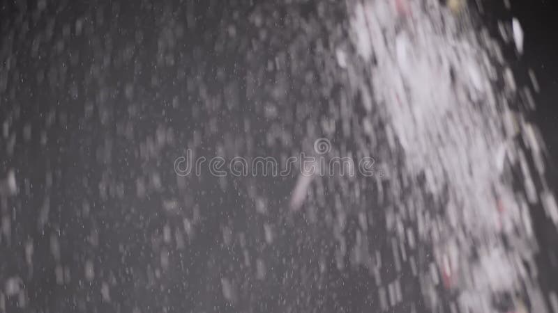 Stream of Falling Confetti, Dust Particles, and Snowfall on Black ...