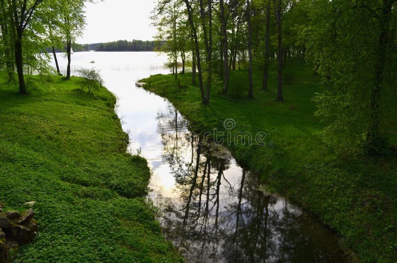 Stream Flow in Lake Galve. Reflections on Water Stock Photo - Image of ...