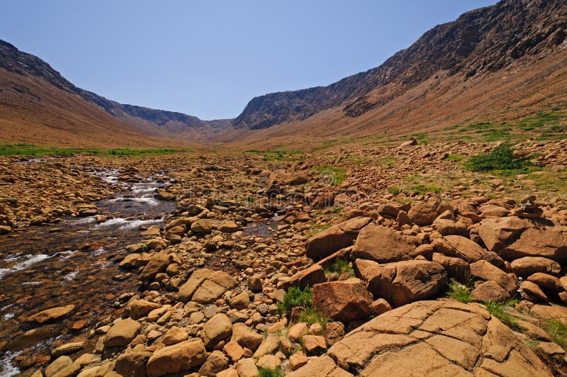 Stream Flowing through Arid Hills Stock Photo - Image of wild, rock ...