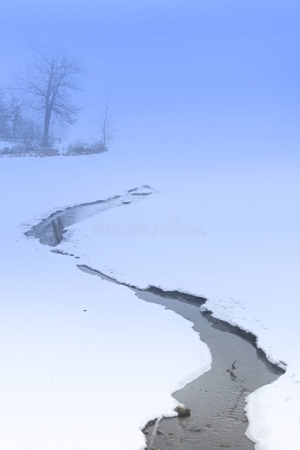 Stream Flowing on the Frozen Lake Stock Photo - Image of blue, design ...
