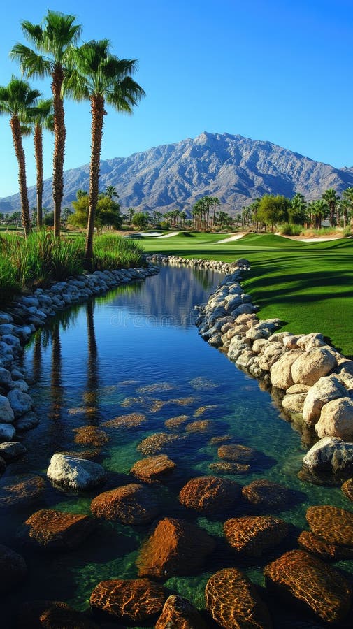 Stream Flowing through Golf Course in Palm Springs California Stock ...