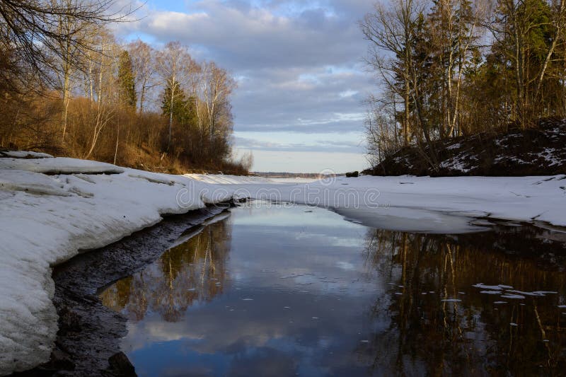 A Stream Flowing into a Large River in Aizkraukle 6 Stock Image - Image ...