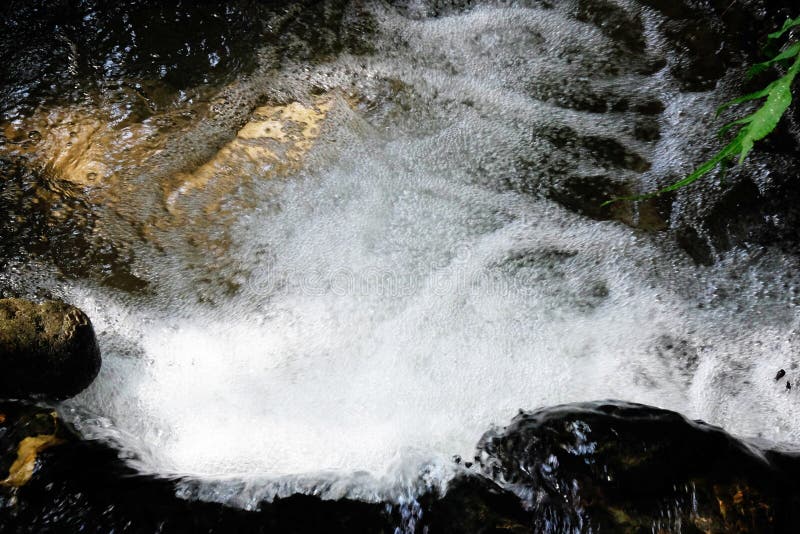 Stream Flowing in Nature with Rocks and Moss on the Side Stock Image ...