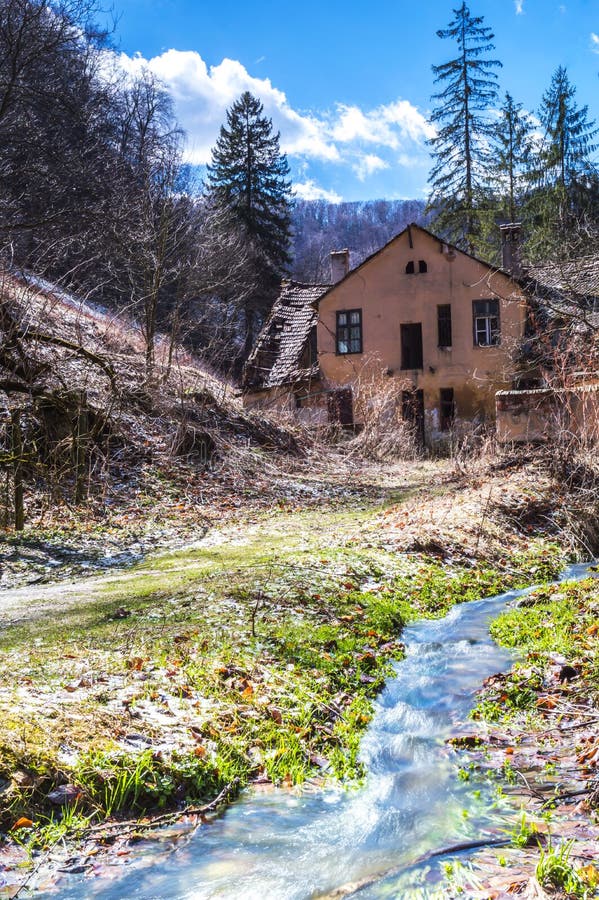 Stream Flowing Next To a House Stock Photo - Image of construction ...