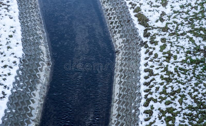 A Stream Flowing through a Regulated Riverbed Reinforced with Openwork ...