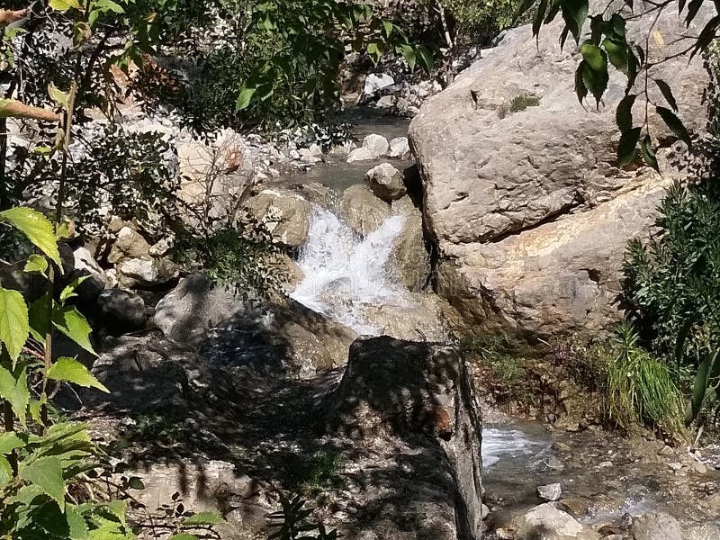 A Stream Flowing between Rocks and Trees Stock Image - Image of rock ...