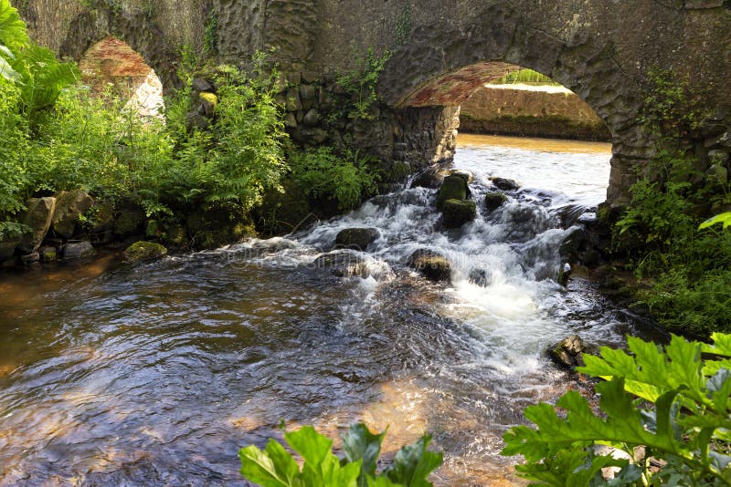Stream Flowing Under a Bridge on a Sunny Day Stock Photo - Image of ...