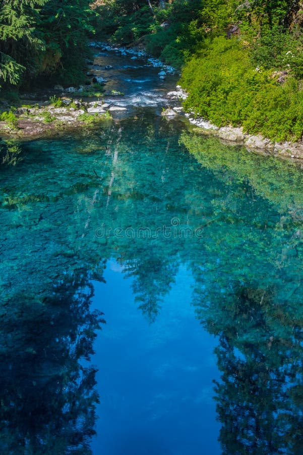 Stream Flows from Blue Pool Stock Photo - Image of pond, wilderness ...
