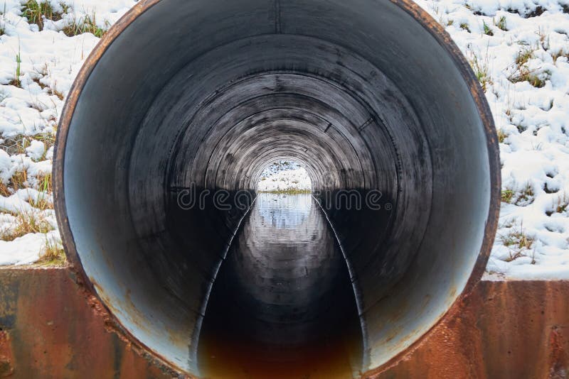 Stream in the Pipe Under the Road Stock Image - Image of freeway, grass ...