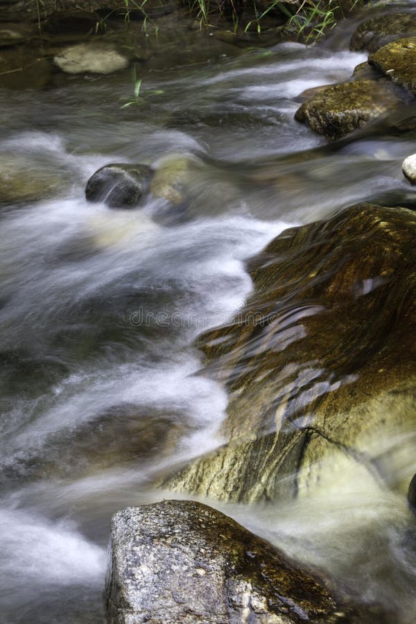 Water from a Stream Flows Over Rocks Stock Image - Image of beautiful ...