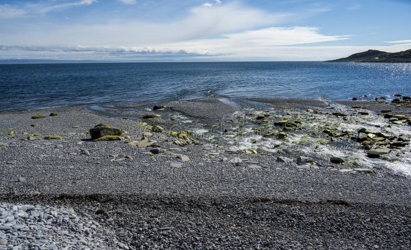 Stream flows into the sea stock photo. Image of surface - 293184864